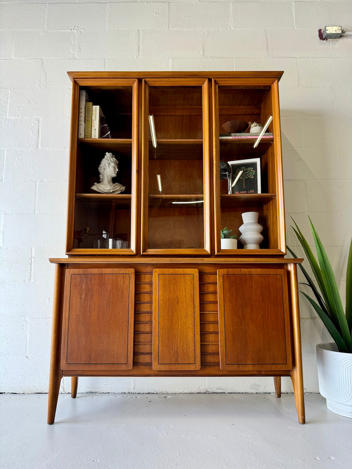 Mid century walnut display hutch Warehaus Orlando